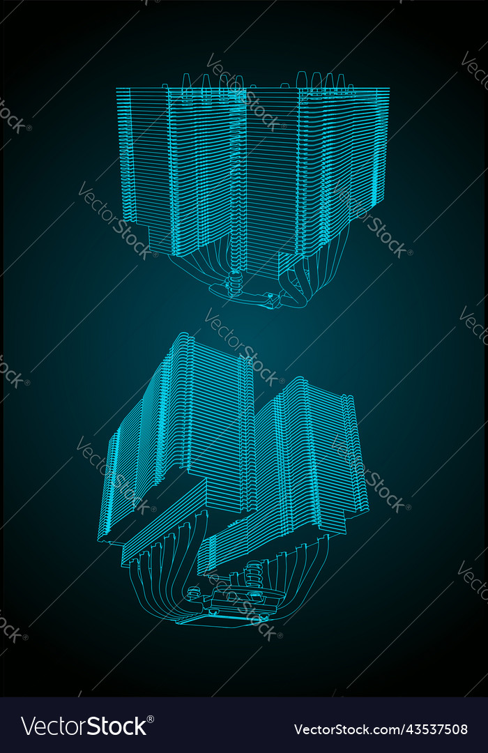 Tower type cpu cooler Royalty Free Vector Image
