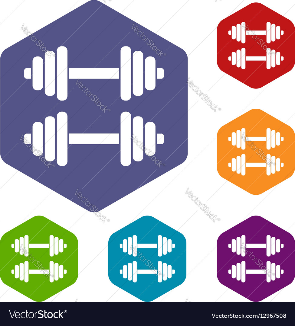 Two dumbbells icons set Royalty Free Vector Image