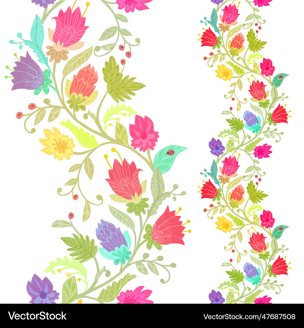 Vertical collection of seamless borders with Vector Image
