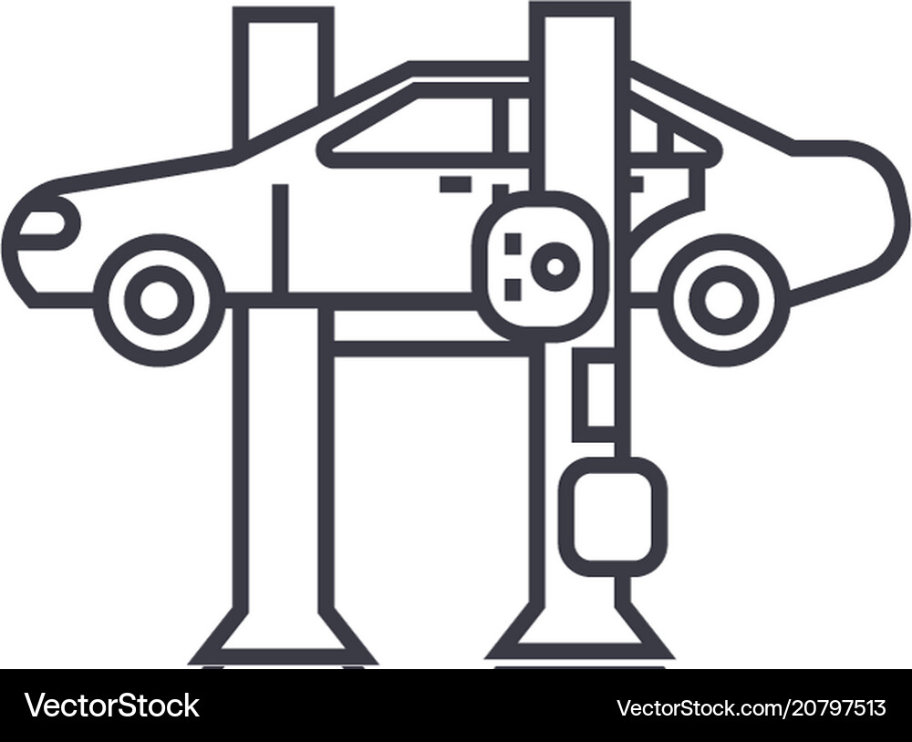 Car lift line icon sign Royalty Free Vector Image