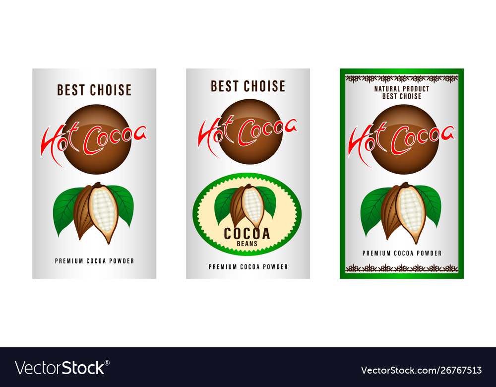 Cocoa beans packaging layout Royalty Free Vector Image