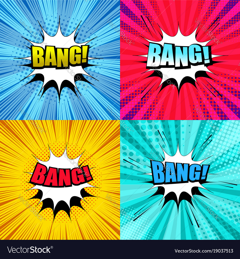 Comic bang wording set Royalty Free Vector Image
