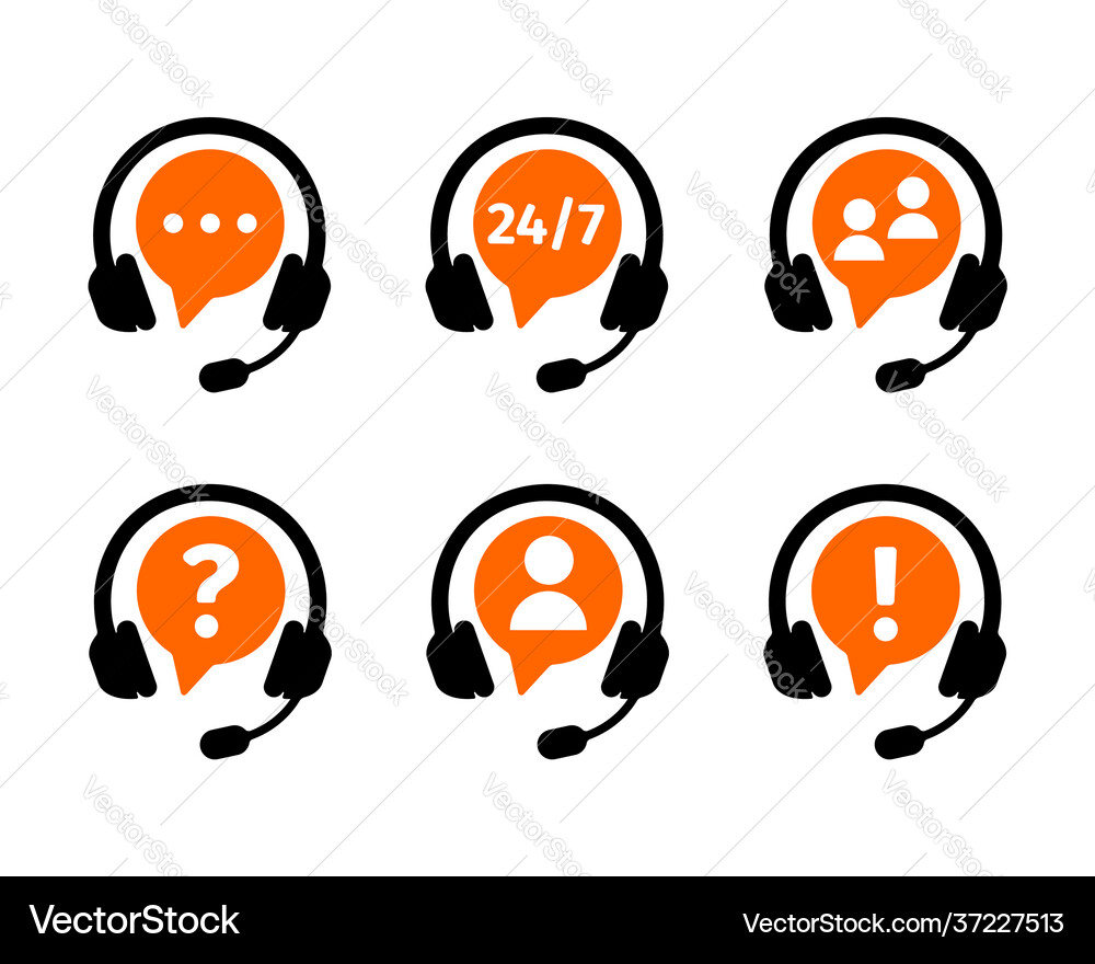 Customers support online service icons set call Vector Image