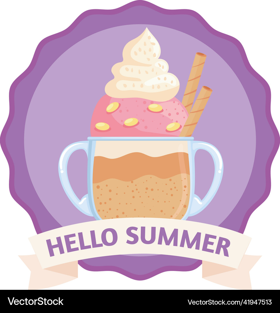 Hello summer emblem Royalty Free Vector Image - VectorStock