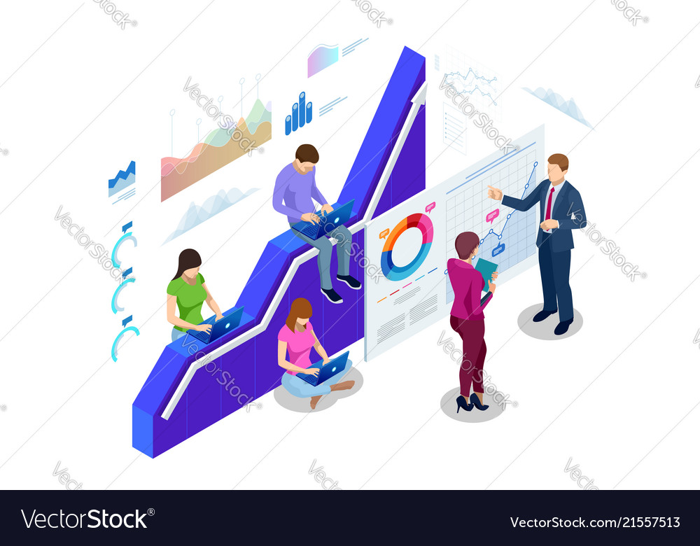 Isometric web banner data analisis and statistics Vector Image