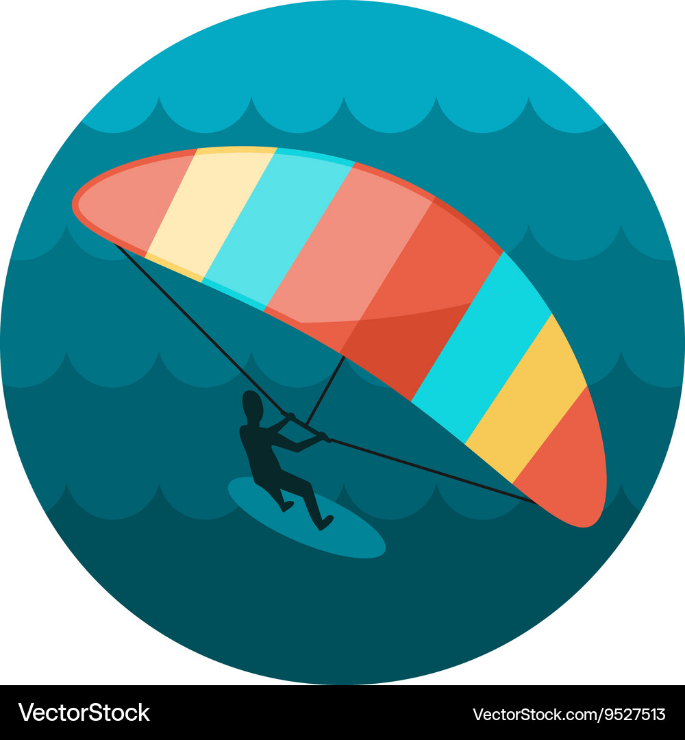 Kite boarding surfing icon summer vacation Vector Image