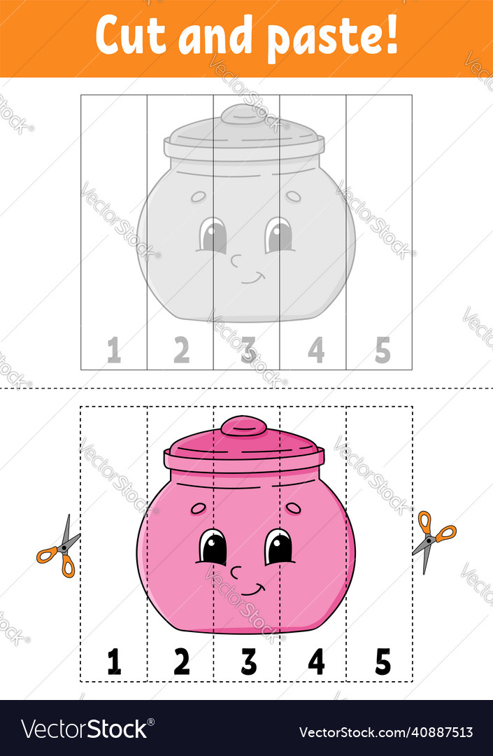 Learning numbers 1-5 cut and glue cartoon Vector Image