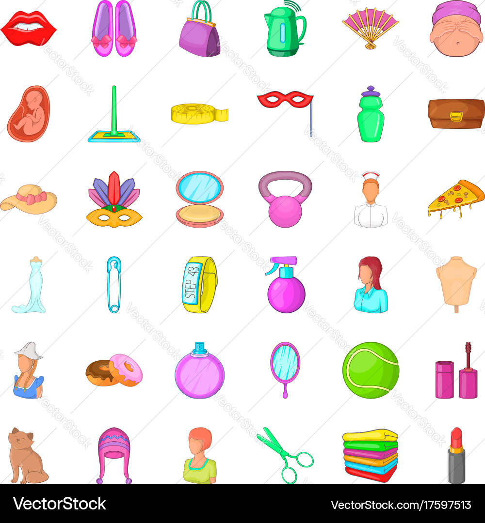 Mask icons set cartoon style Royalty Free Vector Image