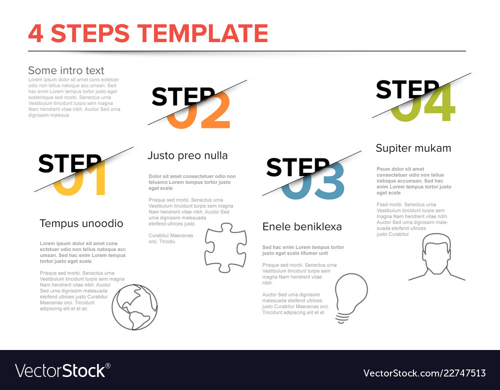 Modern progress four steps template Royalty Free Vector