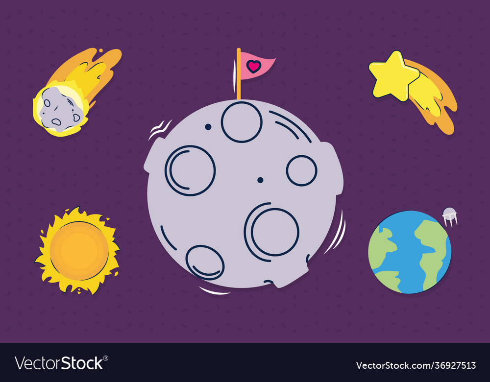 Moon and space Royalty Free Vector Image - VectorStock