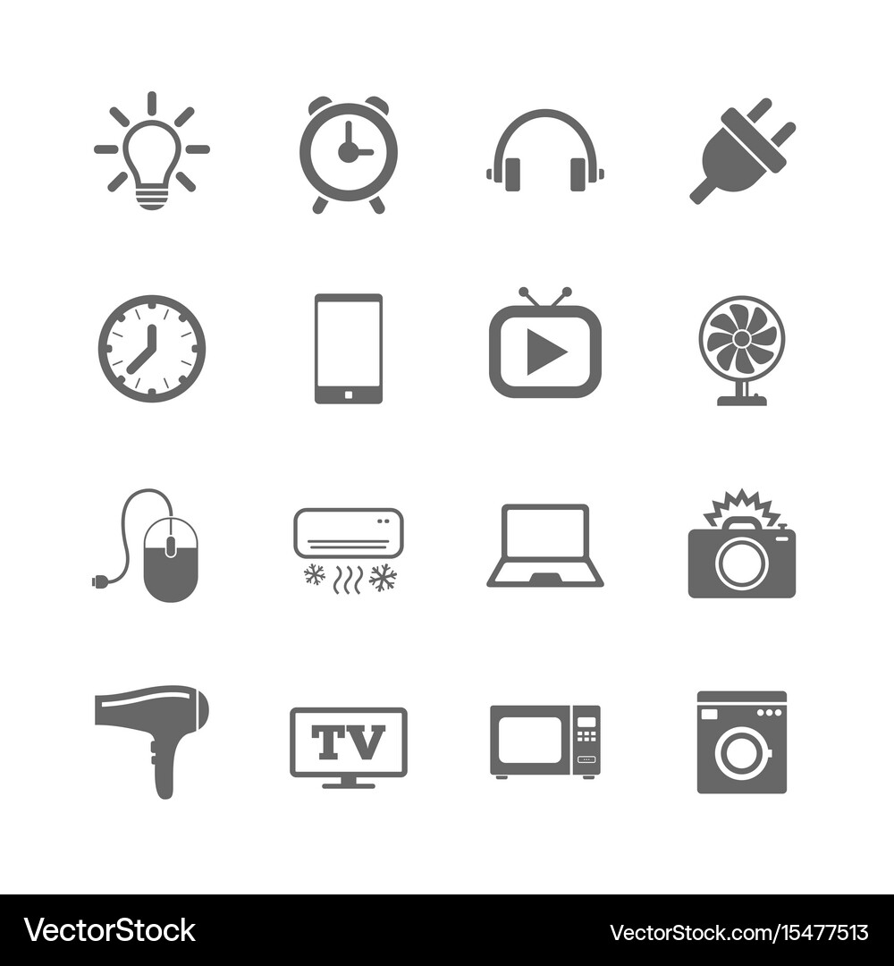 Set of electronics home appliances and devices Vector Image
