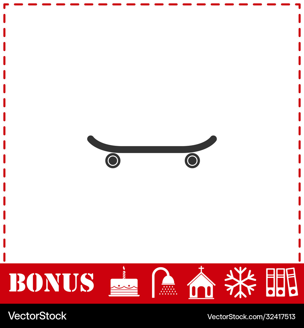 Skateboard icon flat Royalty Free Vector Image