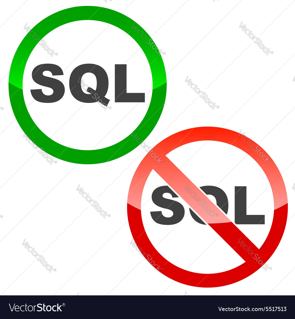 Sql permission signs set Royalty Free Vector Image