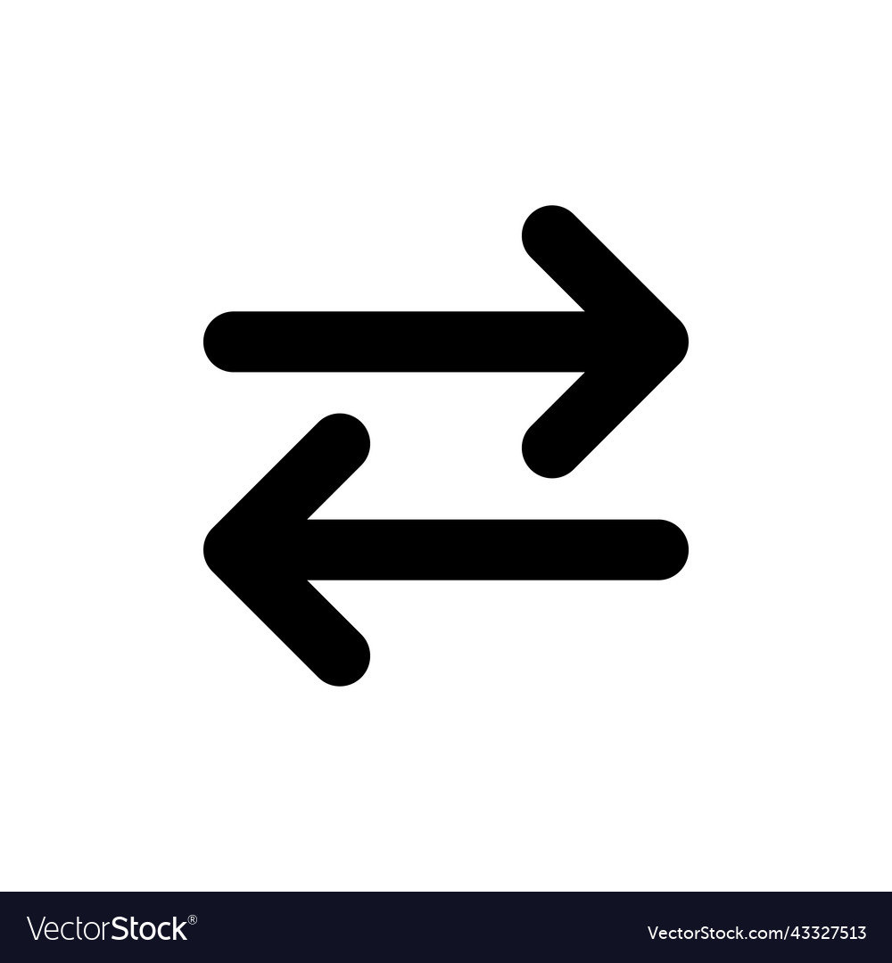 Two arrows black glyph ui icon Royalty Free Vector Image