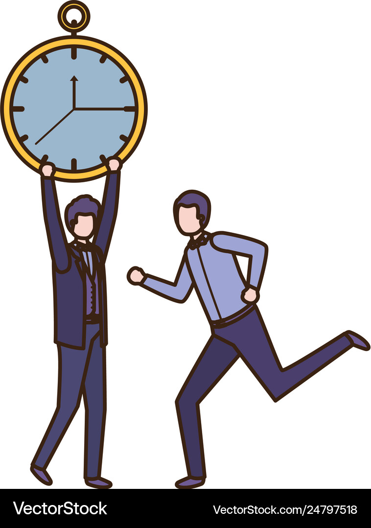 Businessmen with clock avatar character Royalty Free Vector