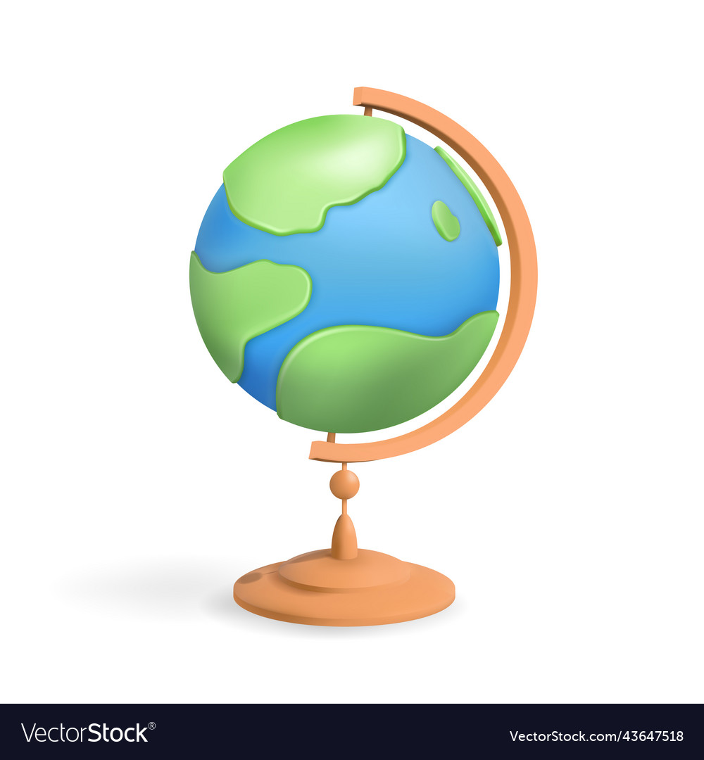 Cartoon earth globe planet model with world Vector Image Cartoon earth globe planet model with world Vector Image