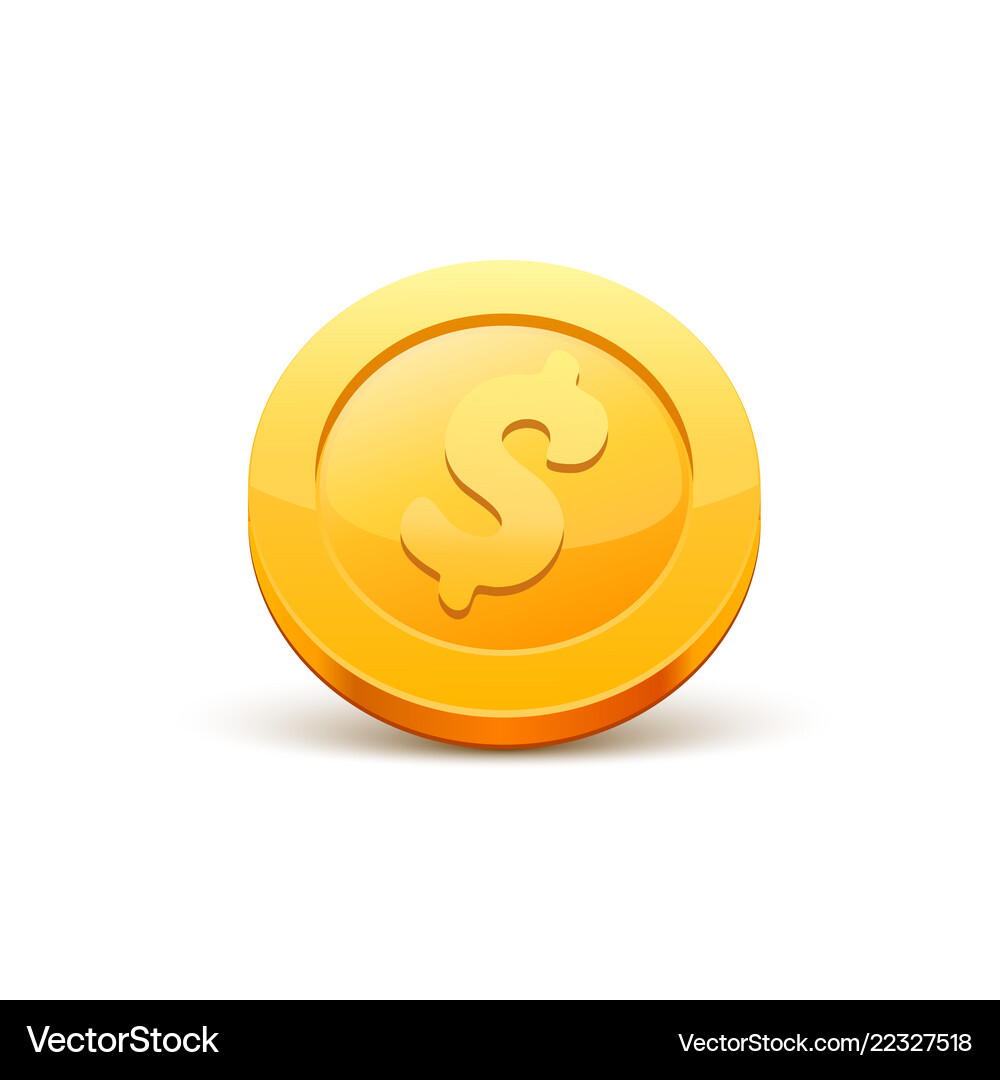 Coins dollar gold sign Royalty Free Vector Image
