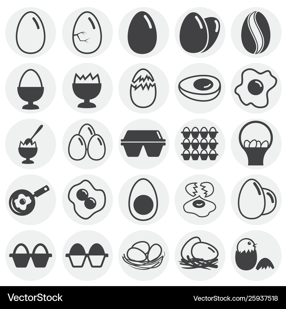 Egg related icons set on background for graphic Vector Image