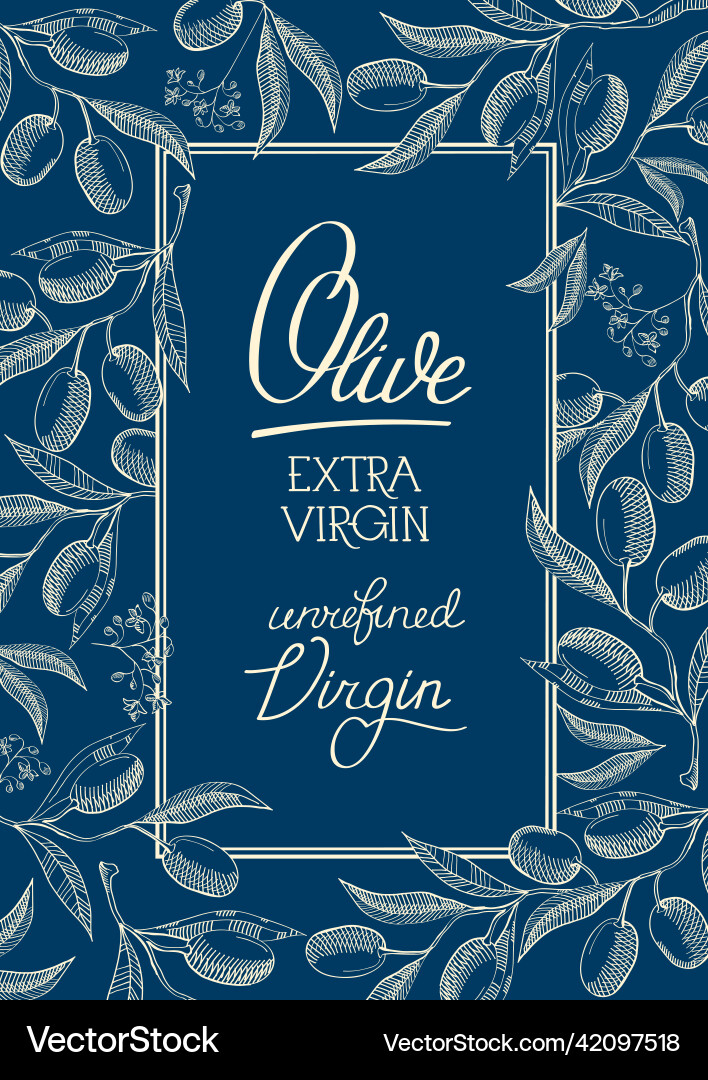 Floral blue vintage poster Royalty Free Vector Image