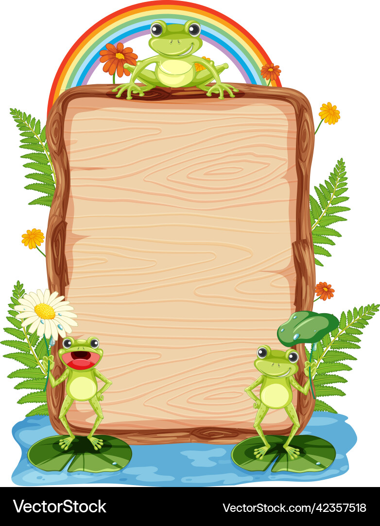 Insect with wooden frame board banner Royalty Free Vector