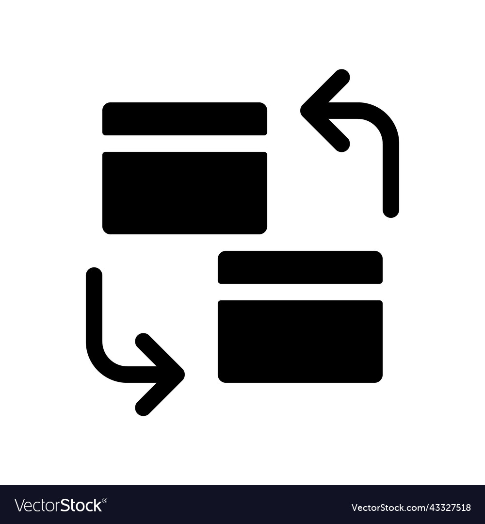 Intra bank transfer black glyph ui icon Royalty Free Vector