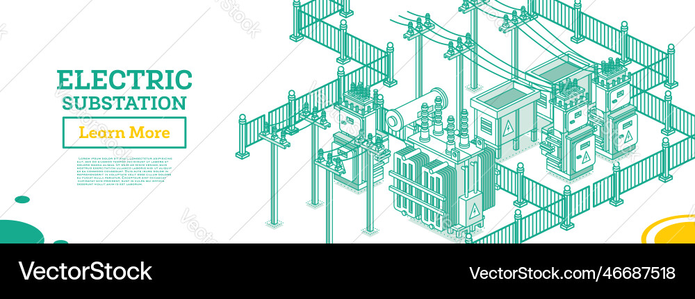 Isometric energy substation electric transformer Vector Image