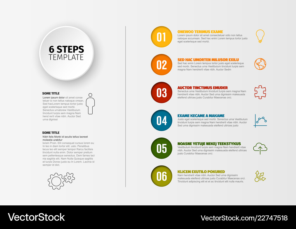 Progress six steps template Royalty Free Vector Image