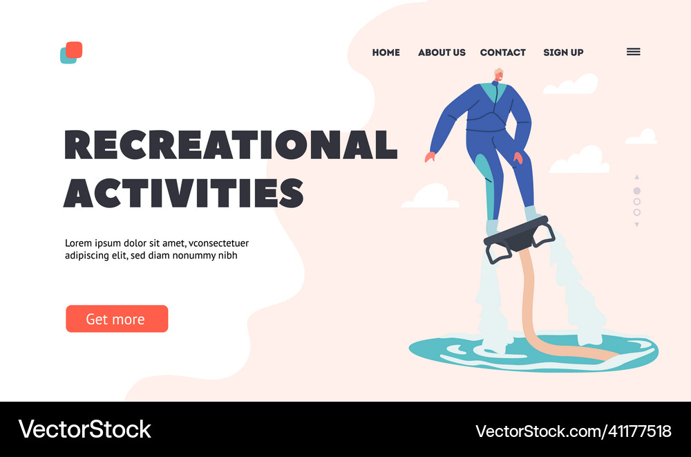 Recreational activities landing page template Vector Image