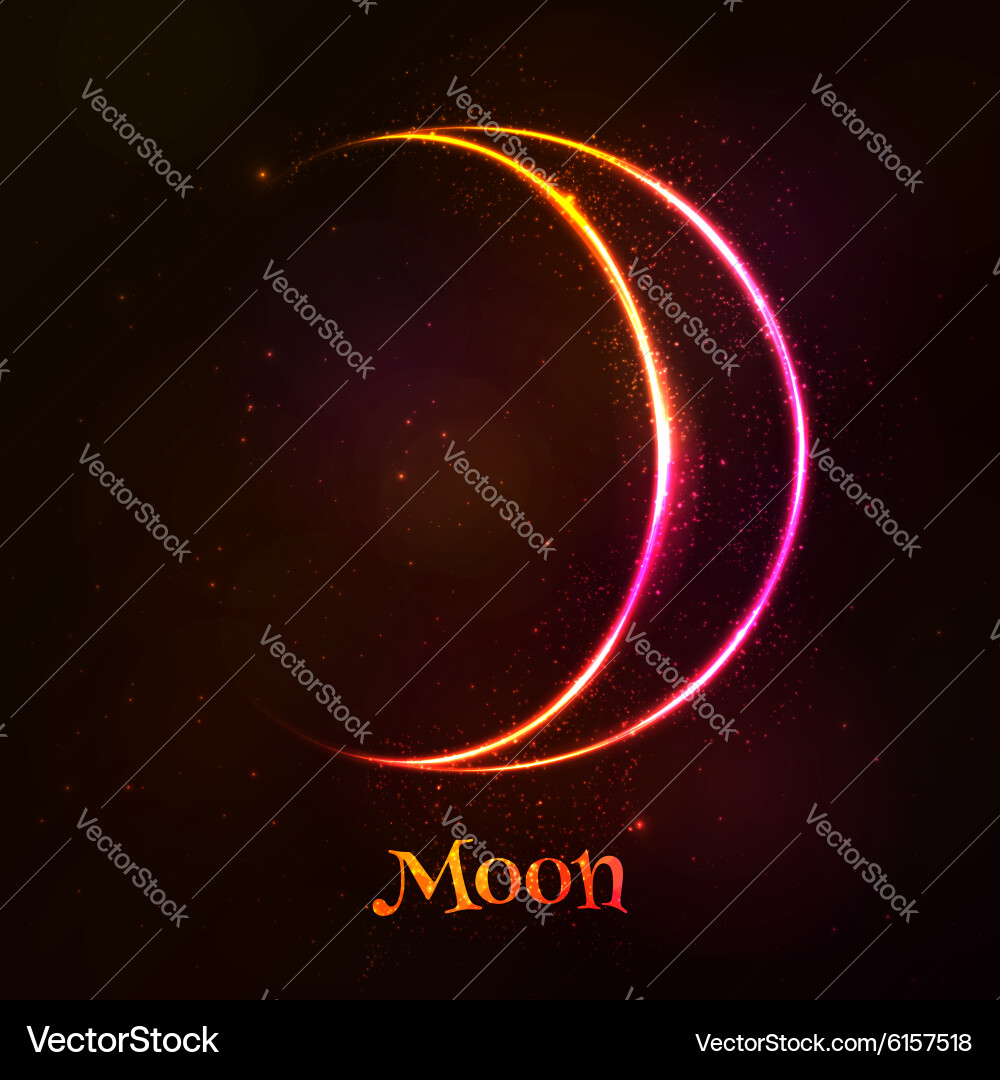 Shining neon light moon astrological symbol Vector Image