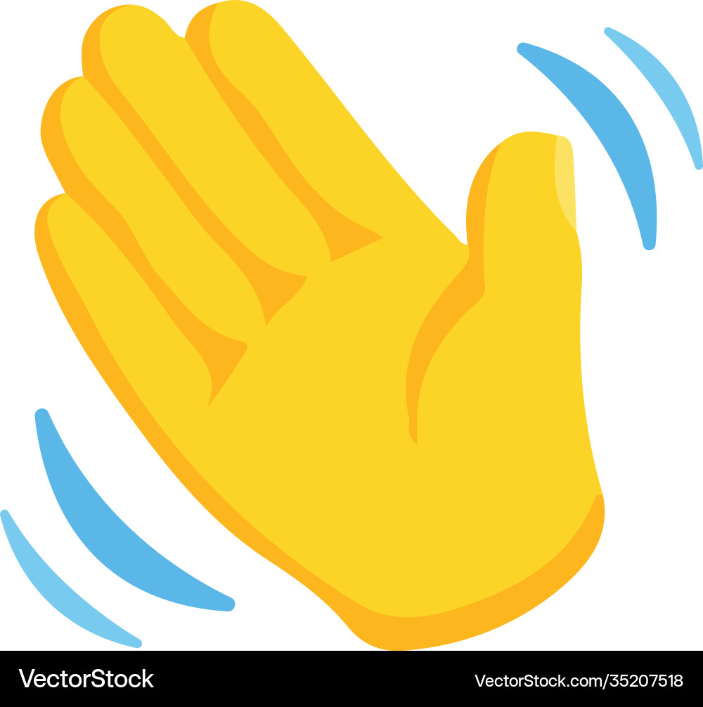 Waving hand emoji gesture isolated icon Royalty Free Vector