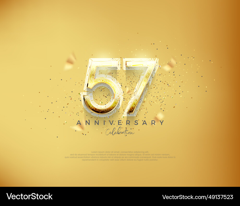 57th anniversary number luxury gold background Vector Image