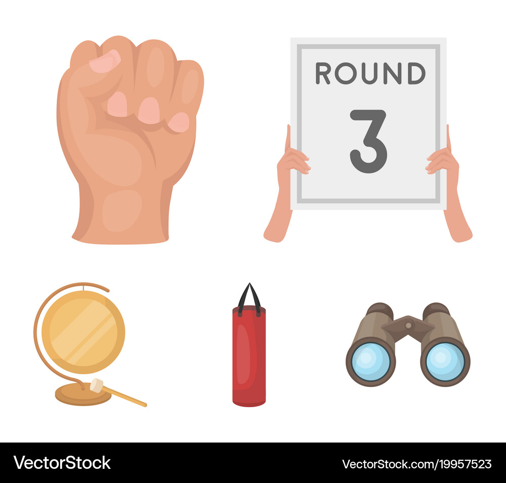 Boxing sport round hand set collection Royalty Free Vector