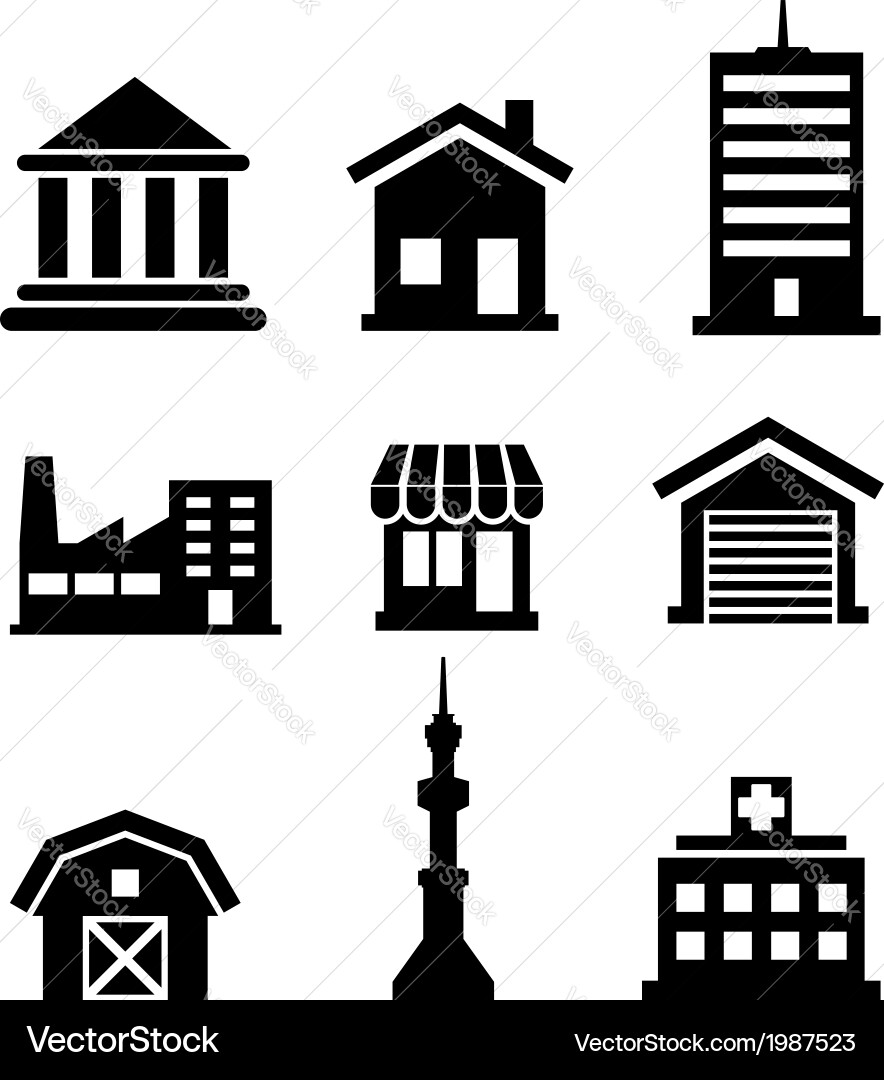 Buildings and architectural icons Royalty Free Vector Image