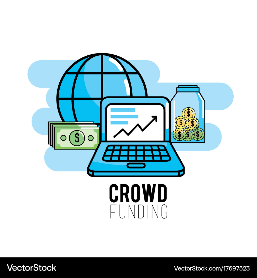 Crowdfunding strategy project to finance support Vector Image