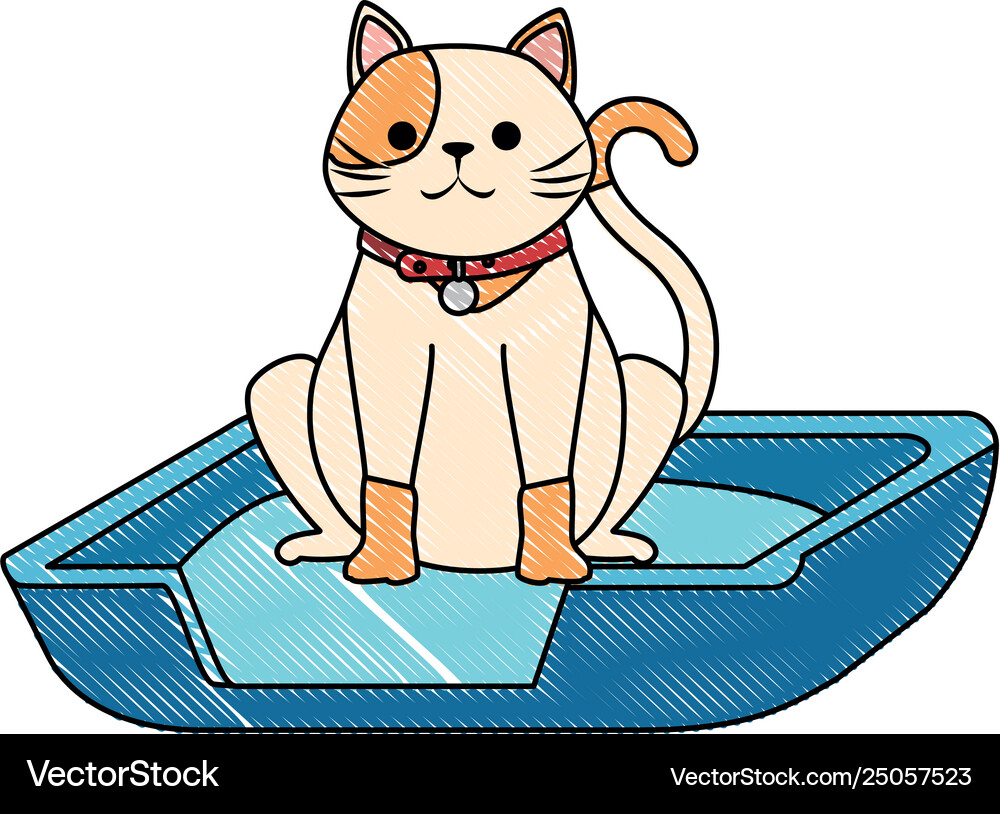 Cute cat mascot in bed character Royalty Free Vector Image