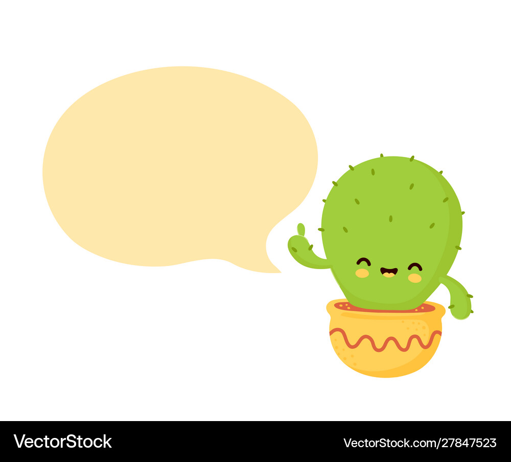 Cute happy smiling cactus in pot Royalty Free Vector Image