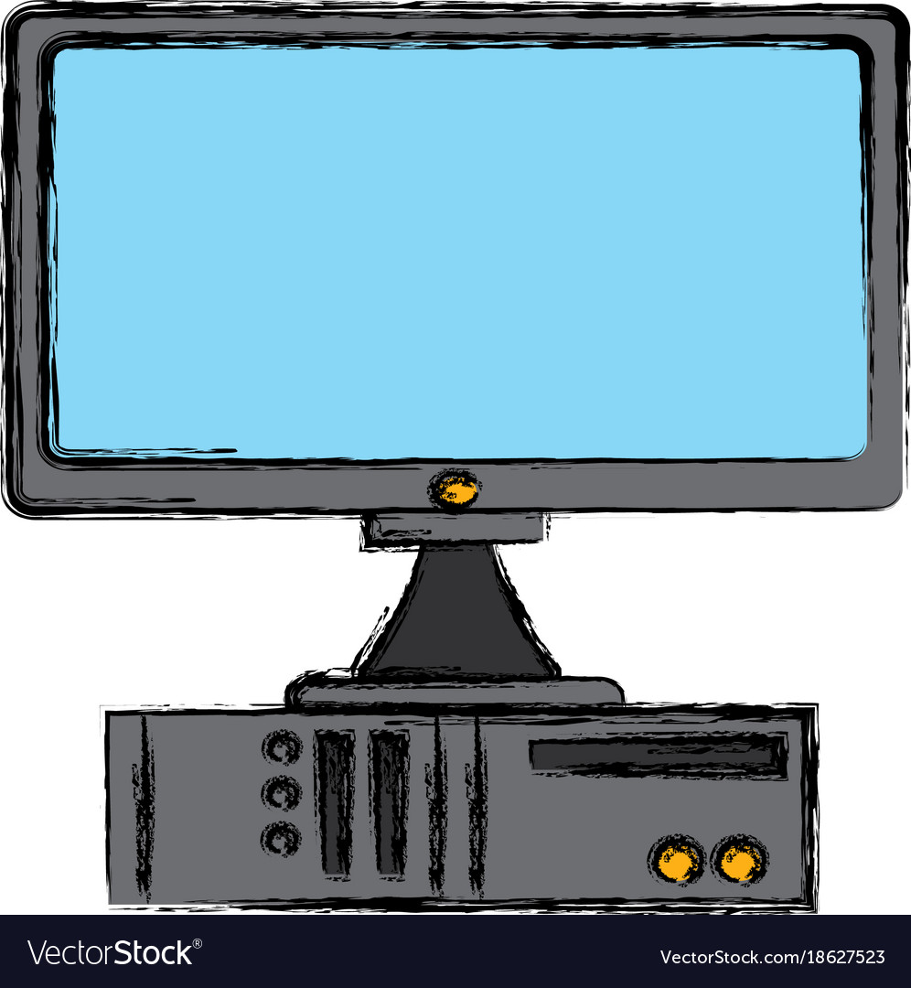 Desk computer technology Royalty Free Vector Image