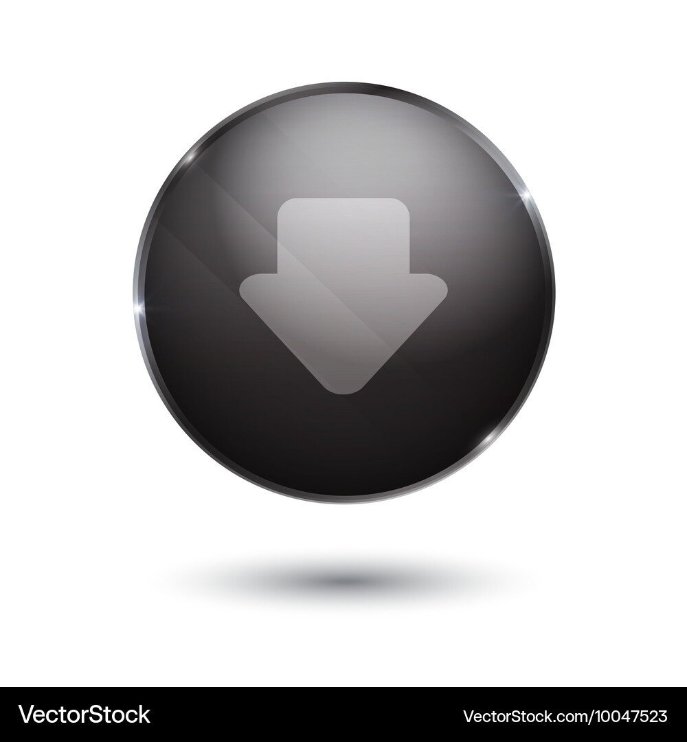 Download sign icon glass surface black button Vector Image