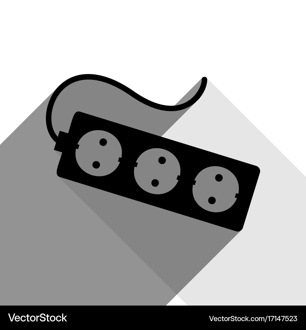Electric extension plug sign black icon Royalty Free Vector
