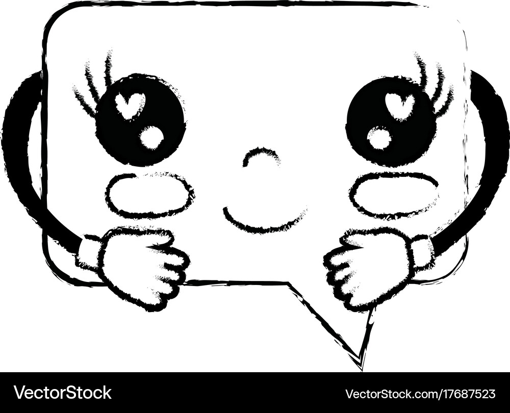 Figure kawaii cute happy chat bubble Royalty Free Vector