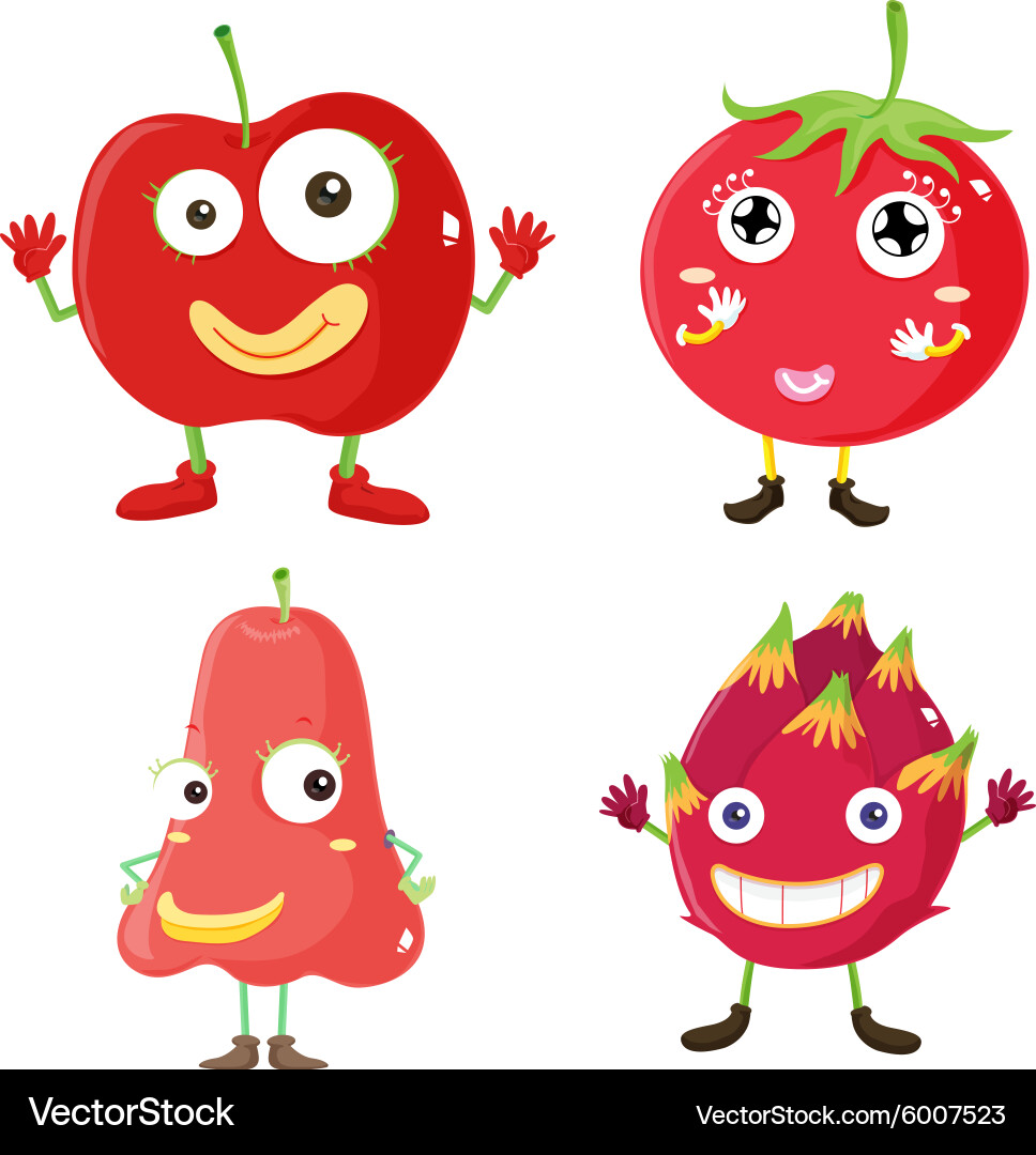 Fresh fruits in red Royalty Free Vector Image - VectorStock