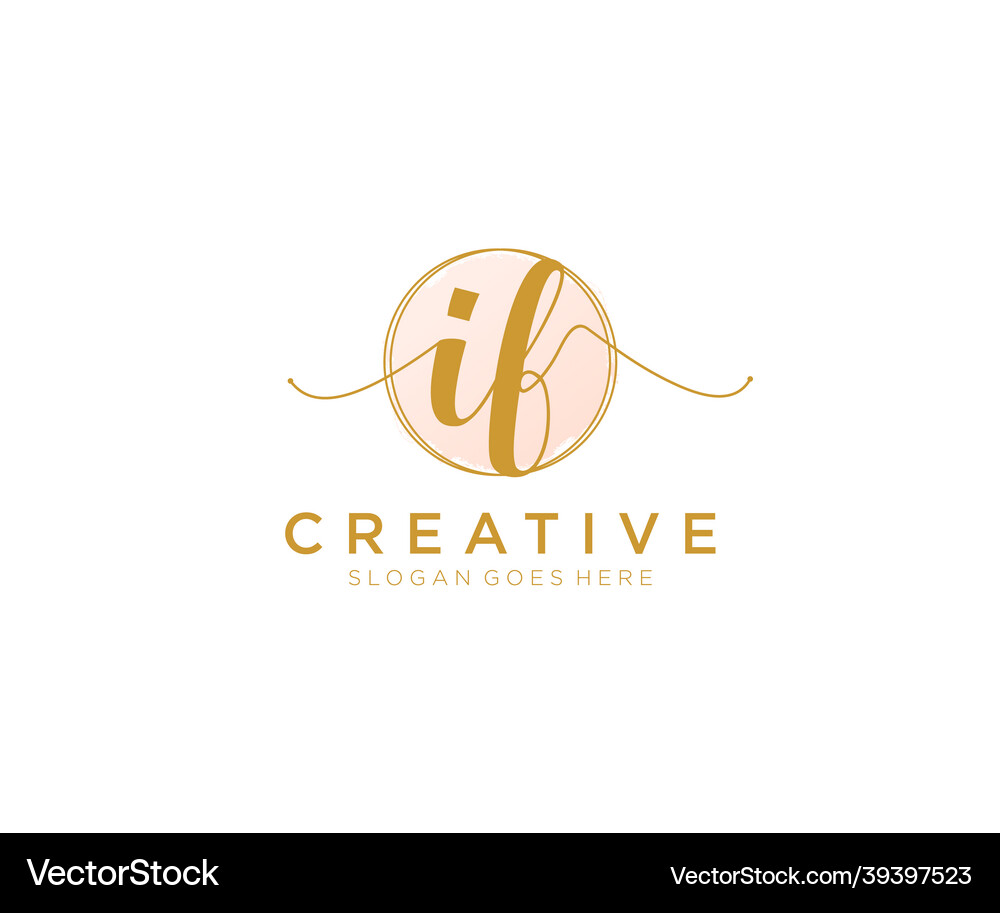 Initial if feminine logo beauty monogram Vector Image