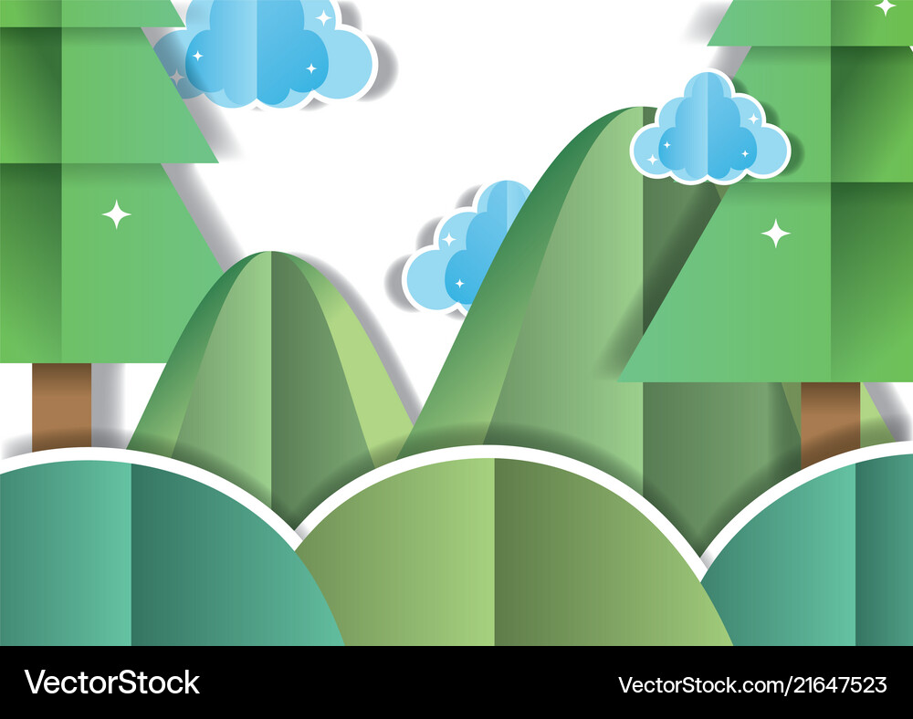 Paper landscape cartoons Royalty Free Vector Image