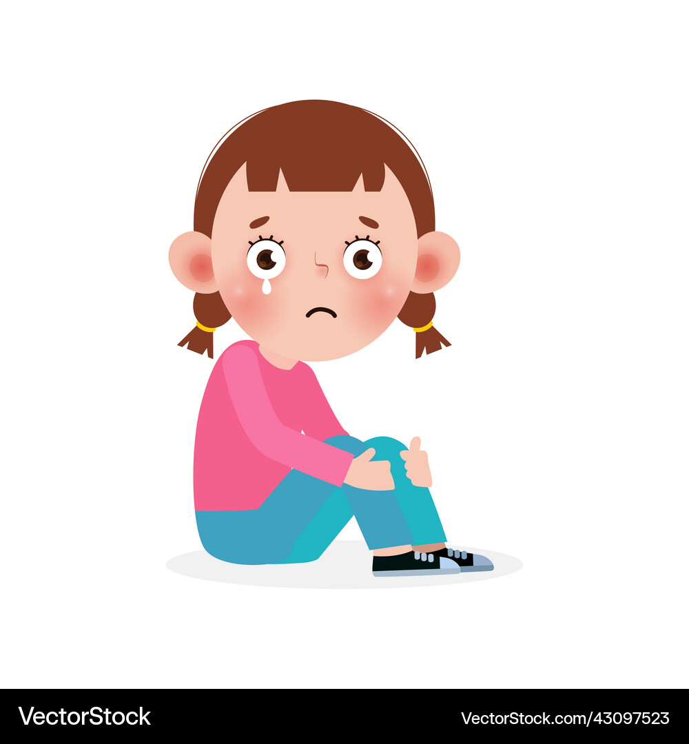 Sad kid depressed child looking lonely cry Vector Image