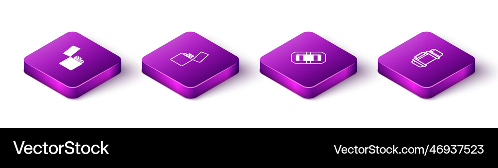 Set isometric lighter rafting boat and thermos Vector Image