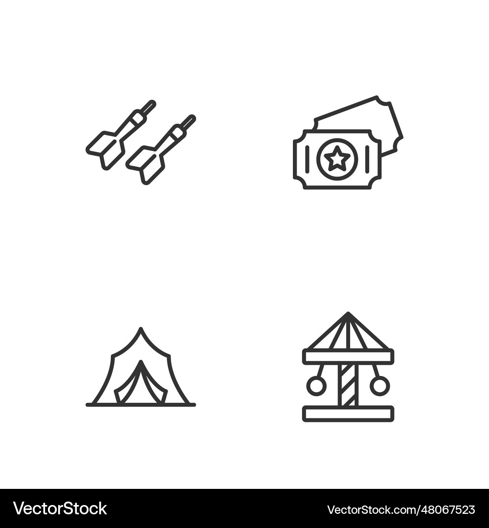 Set line attraction carousel circus tent dart Vector Image