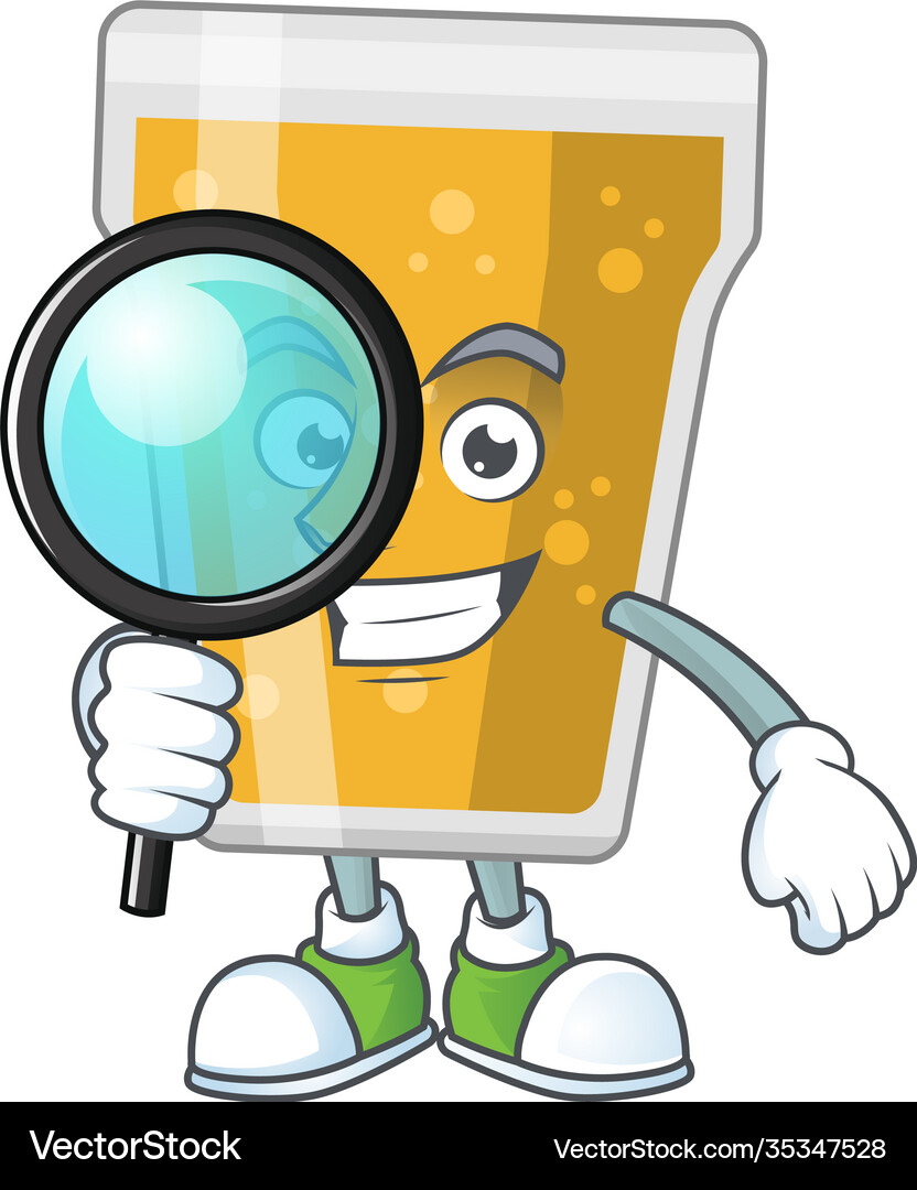 Cartoon mug beer working as a private detective Vector Image