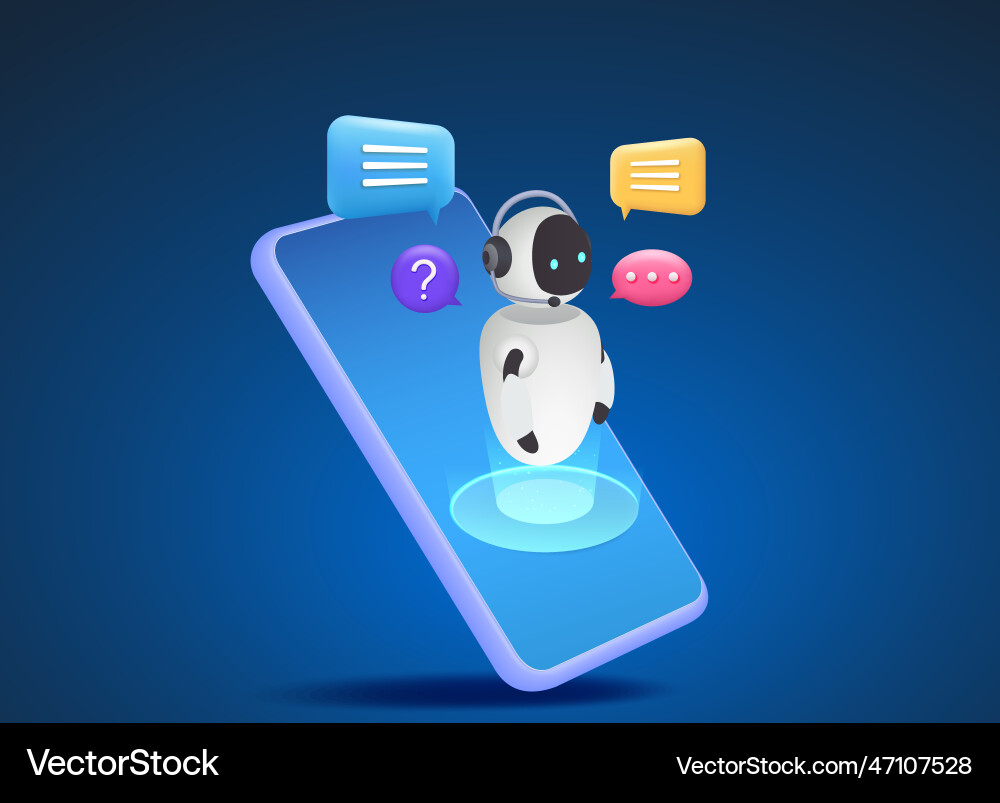 Chat bot on a smartphone an ai assistant robot Vector Image