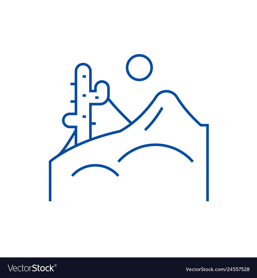 Desert line icon concept flat Royalty Free Vector Image