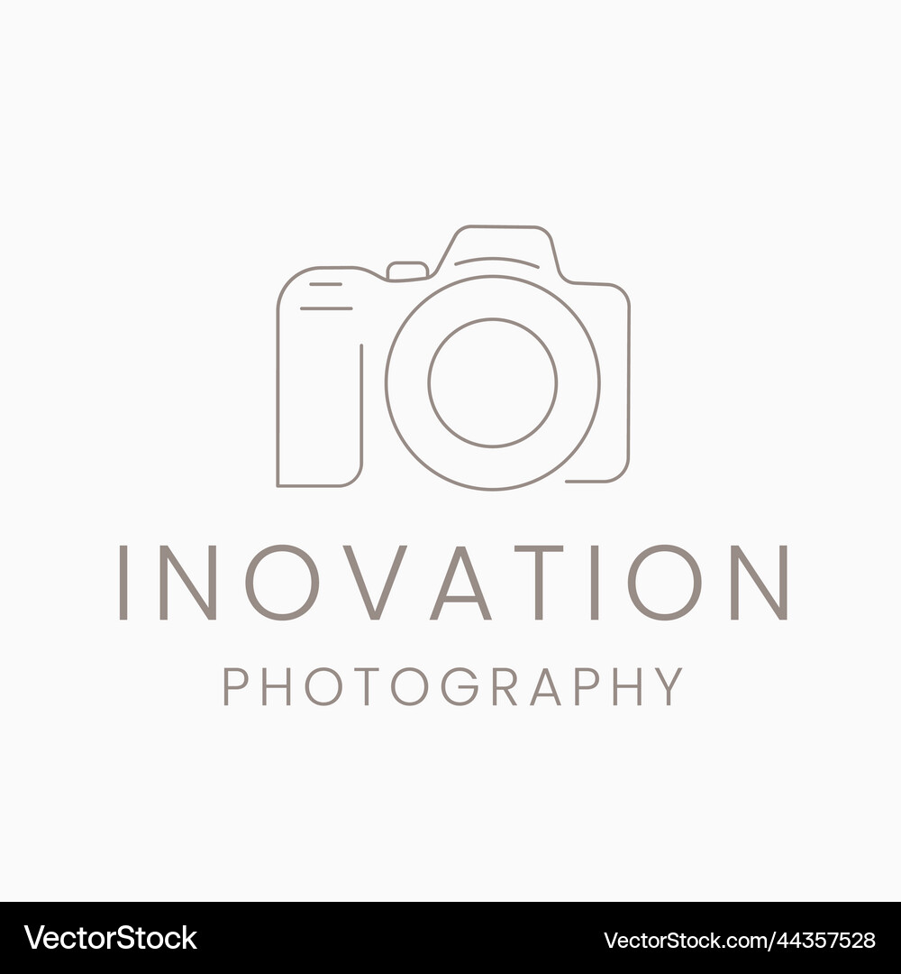 Line art camera photography logo design Royalty Free Vector